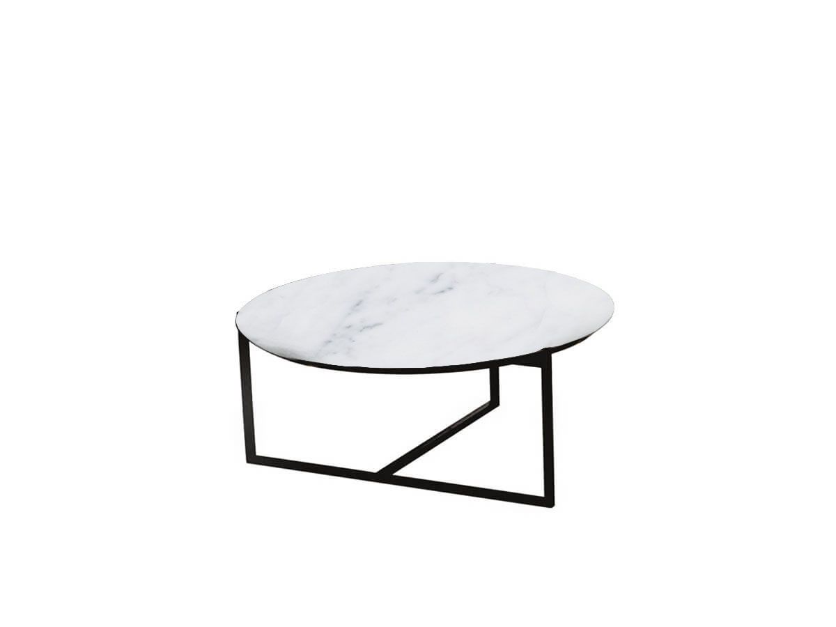 Baxter Icaro Round Coffee Table - Ø70x30 / Glossy White Gioia Marble ...